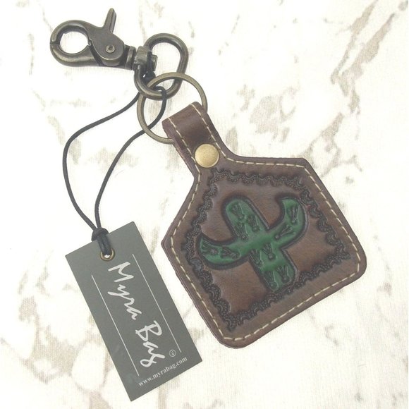 Myra Bag | Accessories | Myra Bag Brown Leather Key Chain Fob Cactus ...